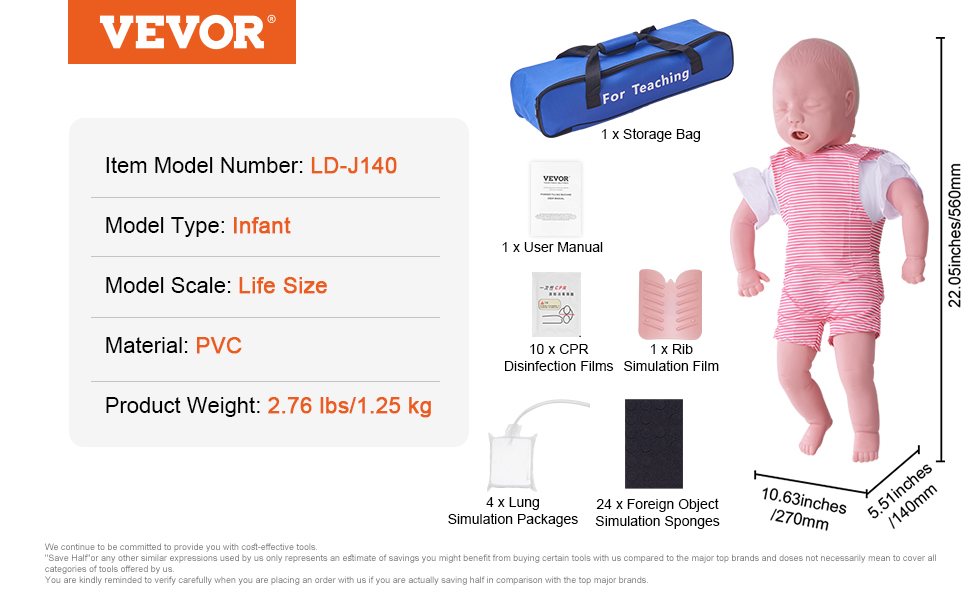 VEVOR Baby Infarction Model Infant Airway Obstruction Training Manikin ...