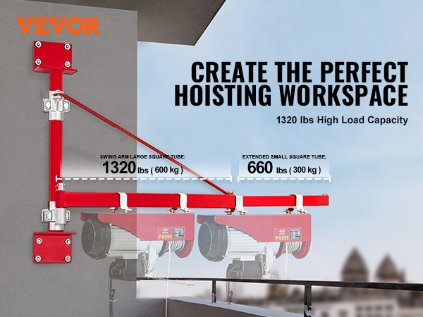 VEVOR Electric Hoist Support Arm, 1320 lbs Max Load Capacity, Electric ...
