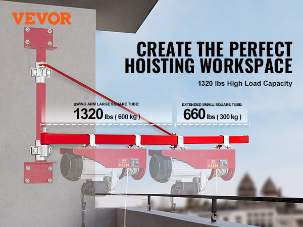 VEVOR Electric Hoist Support Arm, 600 kg Max Load Capacity, Electric ...