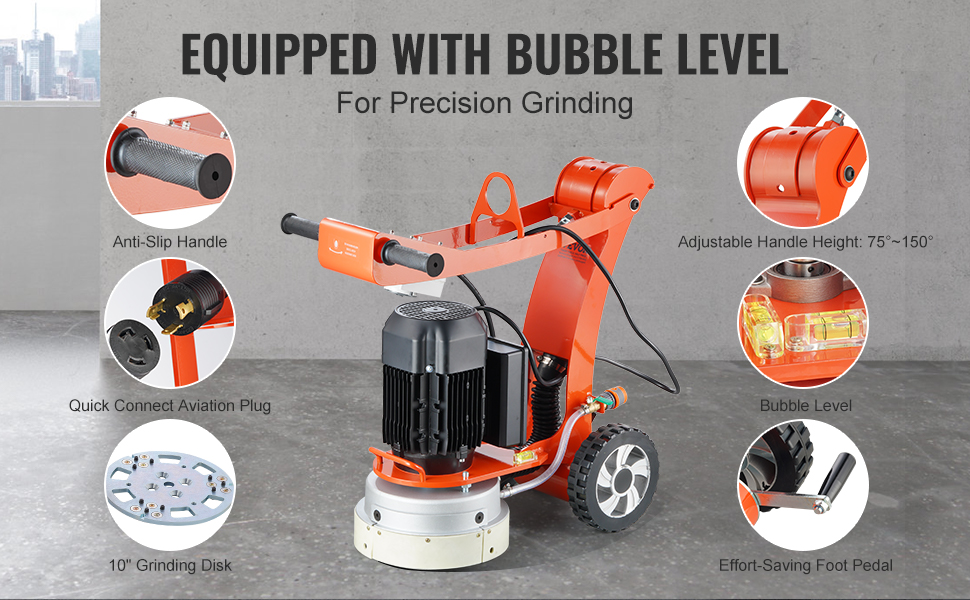 VEVOR Electric Concrete Floor Grinder 10" Walk-Behind Grinder 1.7HP ...