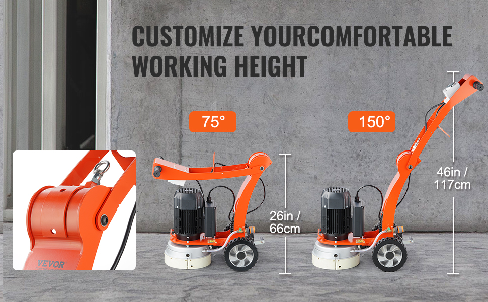 VEVOR Electric Concrete Floor Grinder 10" Walk-Behind Grinder 1.7HP ...