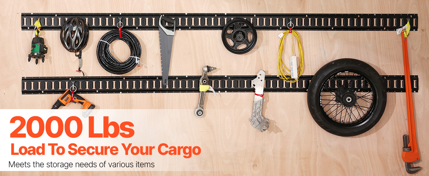 VEVOR E Track Tie Down Rail Kit, 5' Steel Rails, 4 Pack, Secure Cargo ...