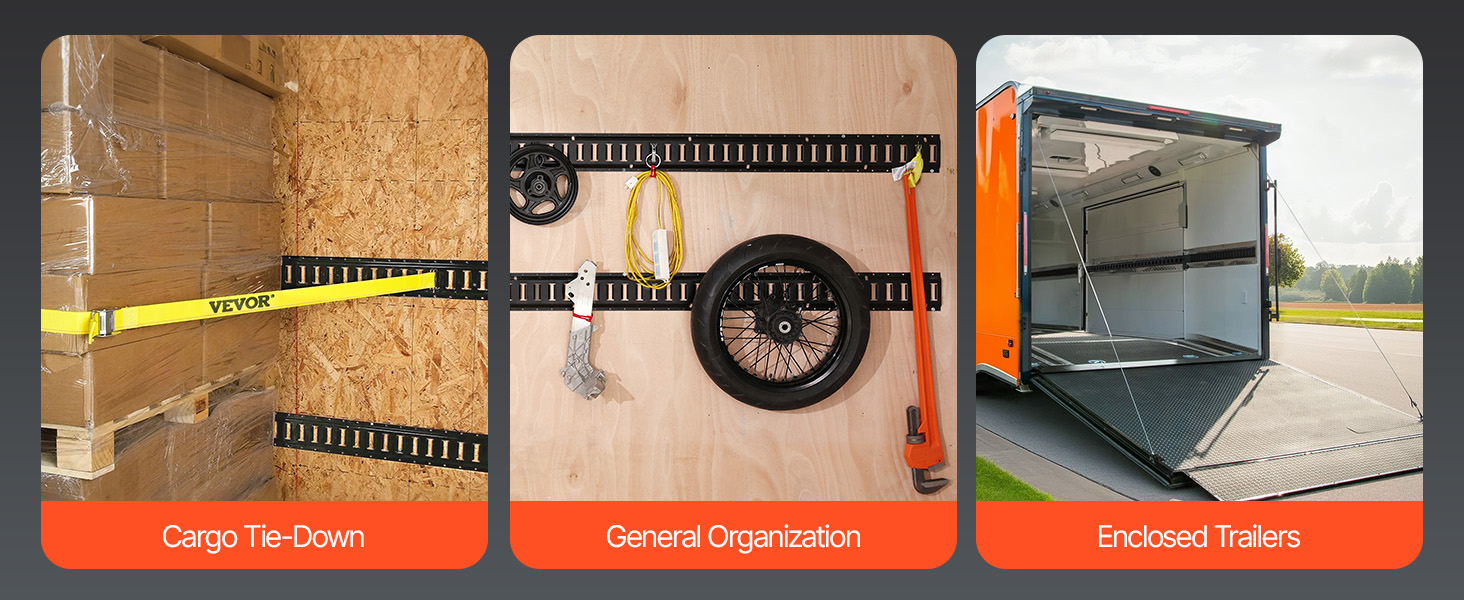 VEVOR E Track Tie Down Rail Kit, 5' Steel Rails, 4 Pack, Secure Cargo ...