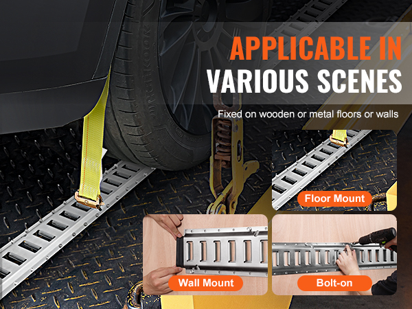 VEVOR E Track Tie-Down Rail Kit, 24PCS 5' E-Tracks Set Includes 8 Steel ...