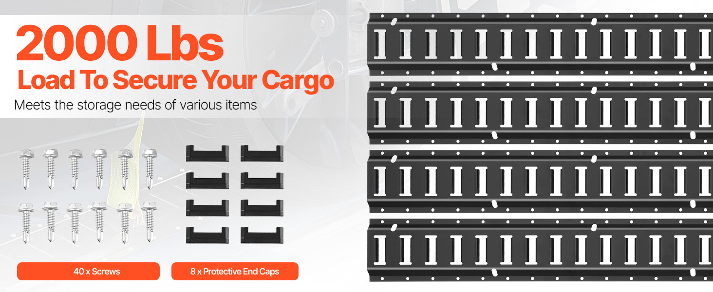VEVOR E Track Tie Down Rail Kit, 2' Steel Rails, 4 Pack, Secure Cargo ...