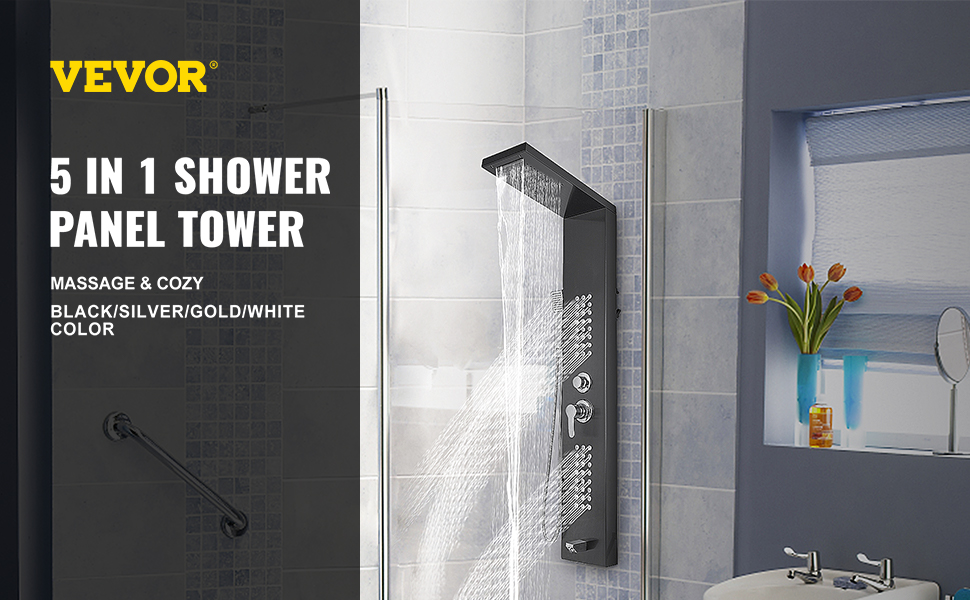 VEVOR Shower Panel Tower System Stainless Steel Multi-Function Shower ...