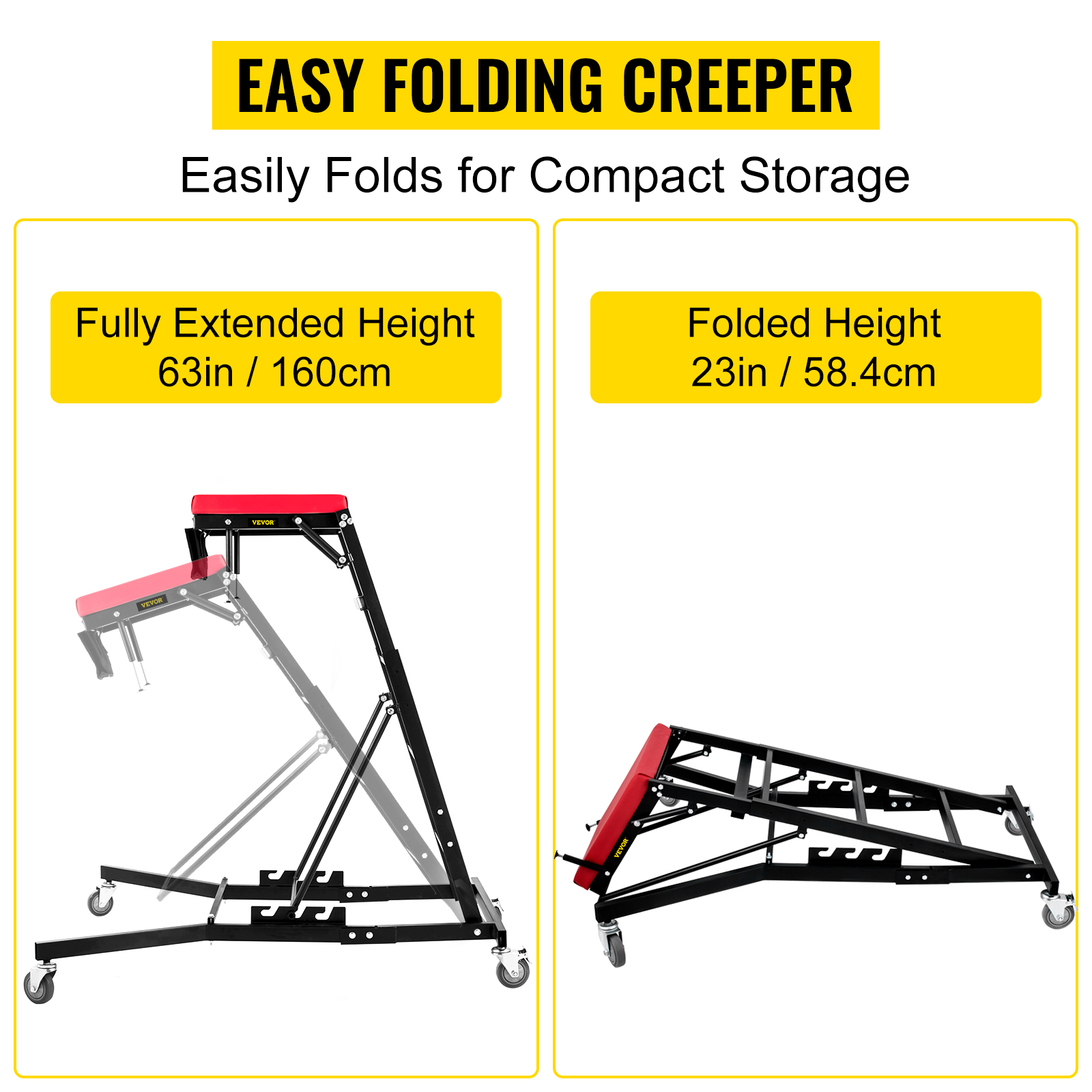 VEVOR Topside Automotive Engine Creeper, Adjustable Height Foldable ...