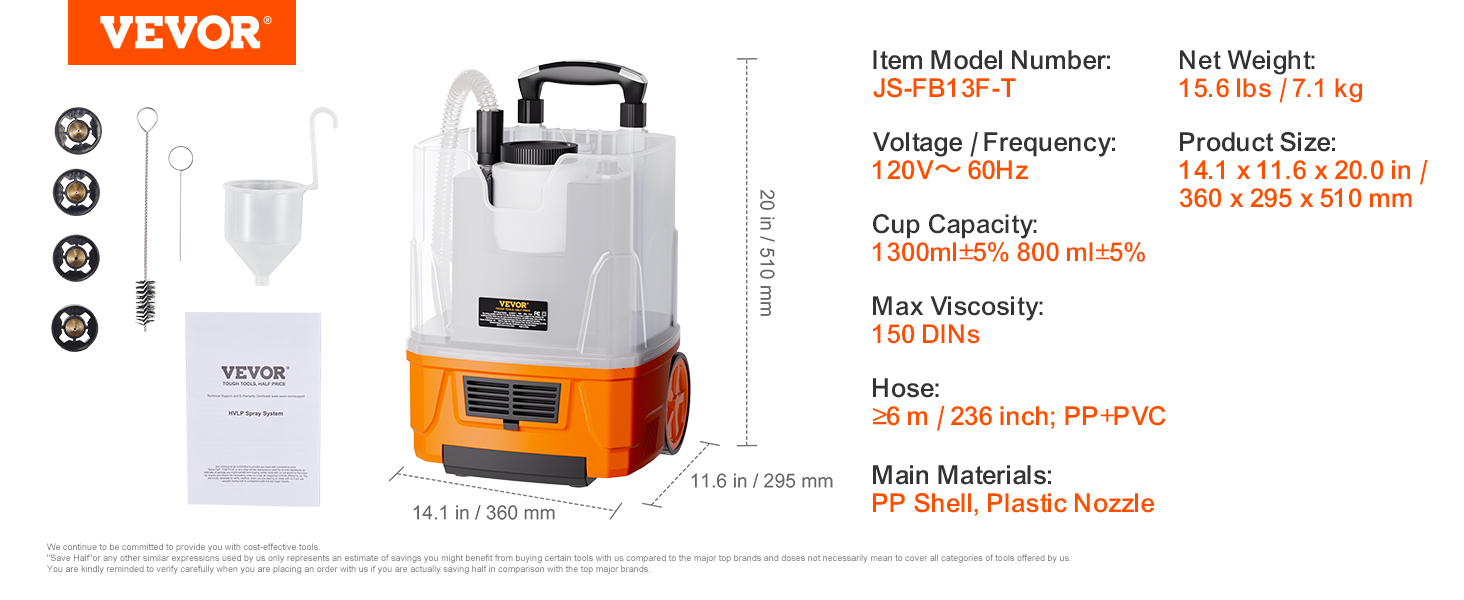 VEVOR Paint Sprayer, 1300W Electric Spray Paint Gun with Air Hose ...