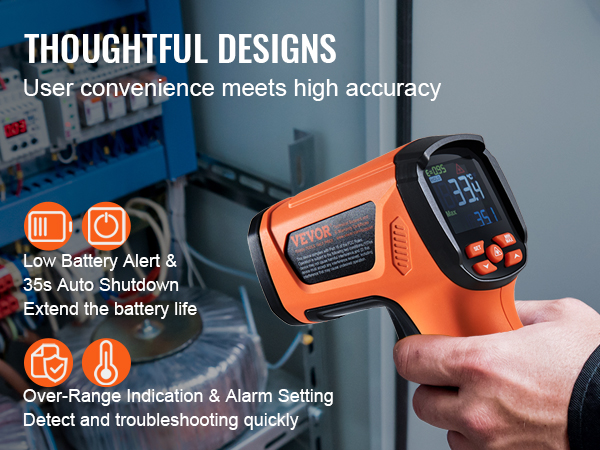 VEVOR Infrared Thermometer, -40~2732°F Dual Laser Temperature Gun Non ...