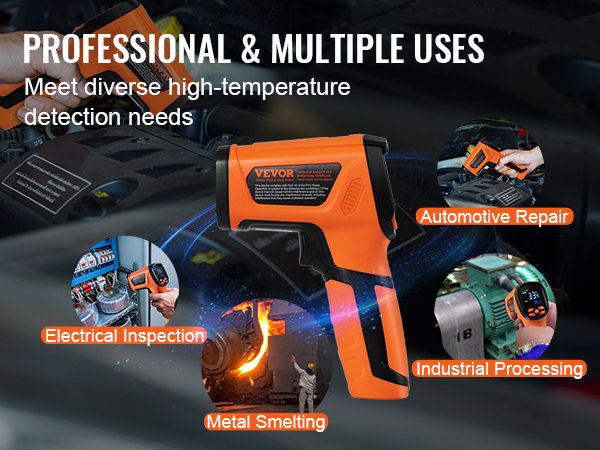 VEVOR Infrared Thermometer, -40~2732°F Dual Laser Temperature Gun Non ...