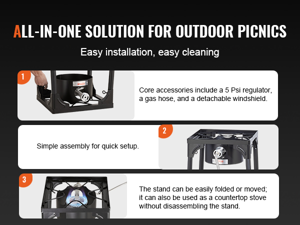 VEVOR Single Burner Outdoor Camping Stove, 30,000-BTU Camping Modular ...