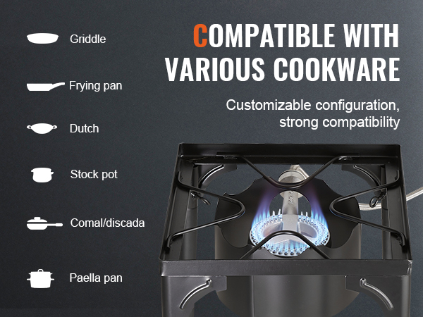 VEVOR Single Burner Outdoor Camping Stove, 30,000-BTU Camping Modular ...