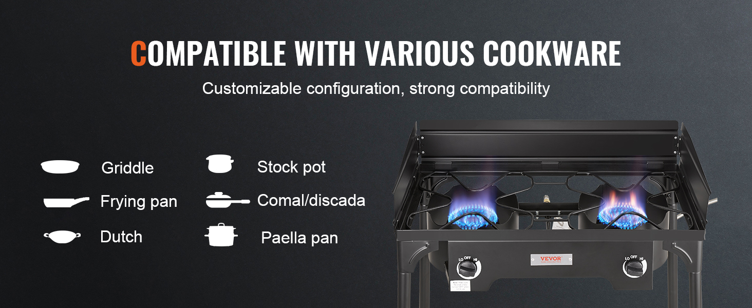 VEVOR Double Burner Outdoor Camping Stove, 60,000-BTU Camping Modular ...