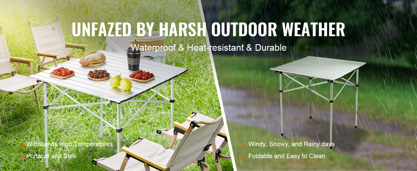 VEVOR Folding Camping Table, Outdoor Portable Side Tables, Lightweight ...