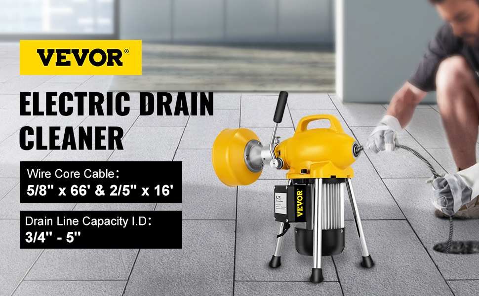 Sectional Drain Cleaning Machine 400W Drain Cleaner 20mx16mm & 5mx10mm ...
