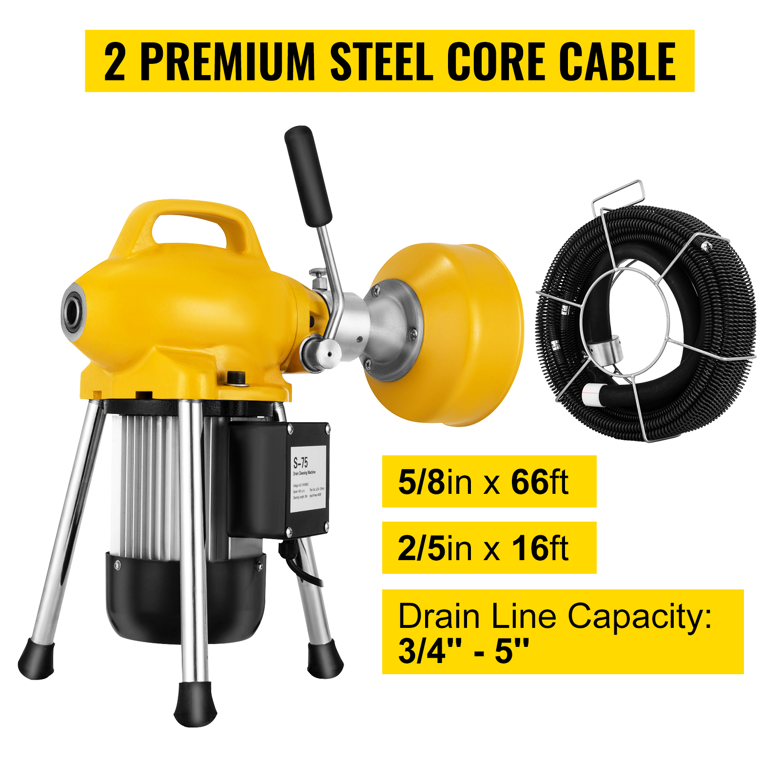 Sectional Drain Cleaning Machine 400W Drain Cleaner 20mx16mm & 5mx10mm ...