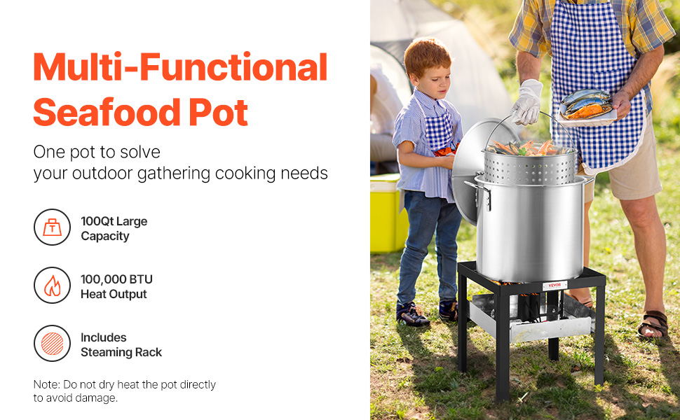 100 Qt Seafood Boiling Kit with Strainer Outdoor Crab Crawfish Cooking ...