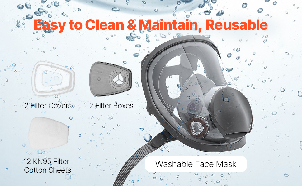 Respirator Mask Reusable Respirator Full Face Gas Cover with Filters ...