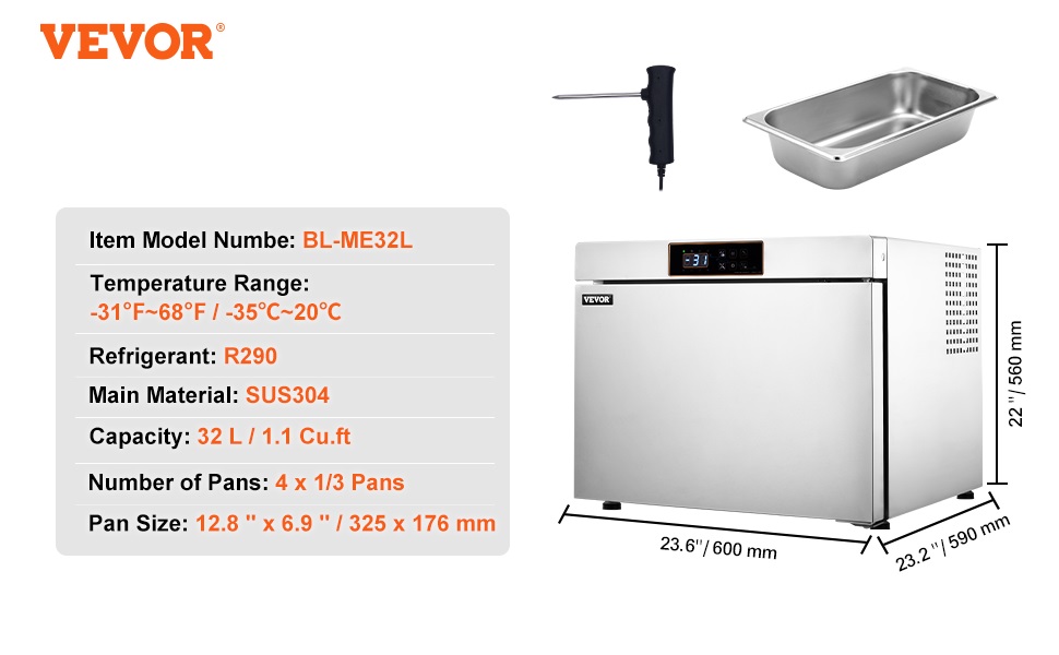 32L Commercial Blast Freezer 4 Trays Blast Chiller Chest Seafood Ice ...