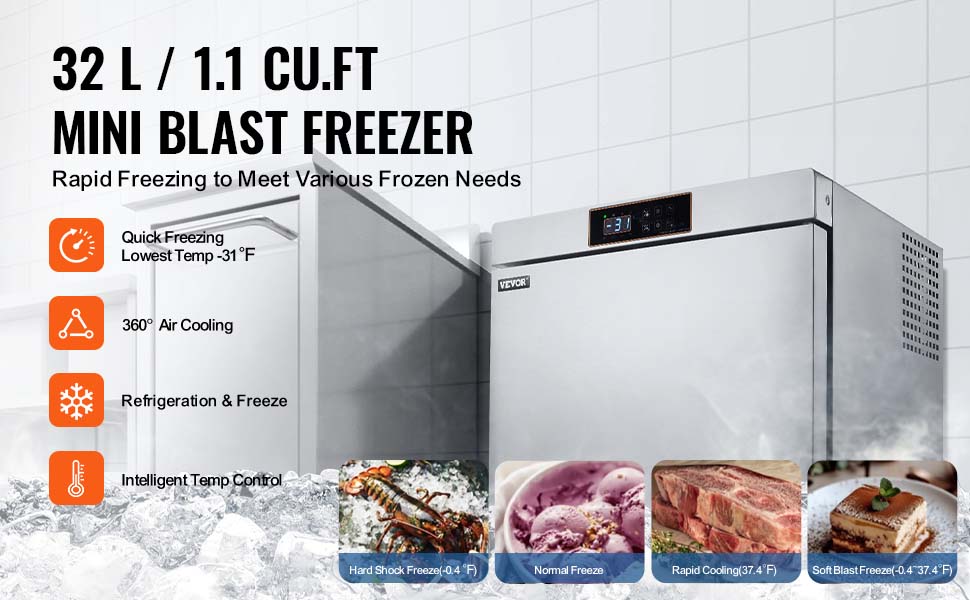 32L Commercial Blast Freezer 4 Trays Blast Chiller Chest Seafood Ice ...