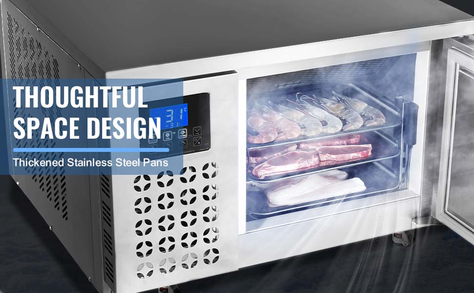 80L Commercial Blast Freezer 3 Trays Blast Chiller Chest Seafood Ice ...