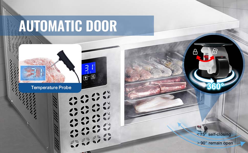 80L Commercial Blast Freezer 3 Trays Blast Chiller Chest Seafood Ice ...