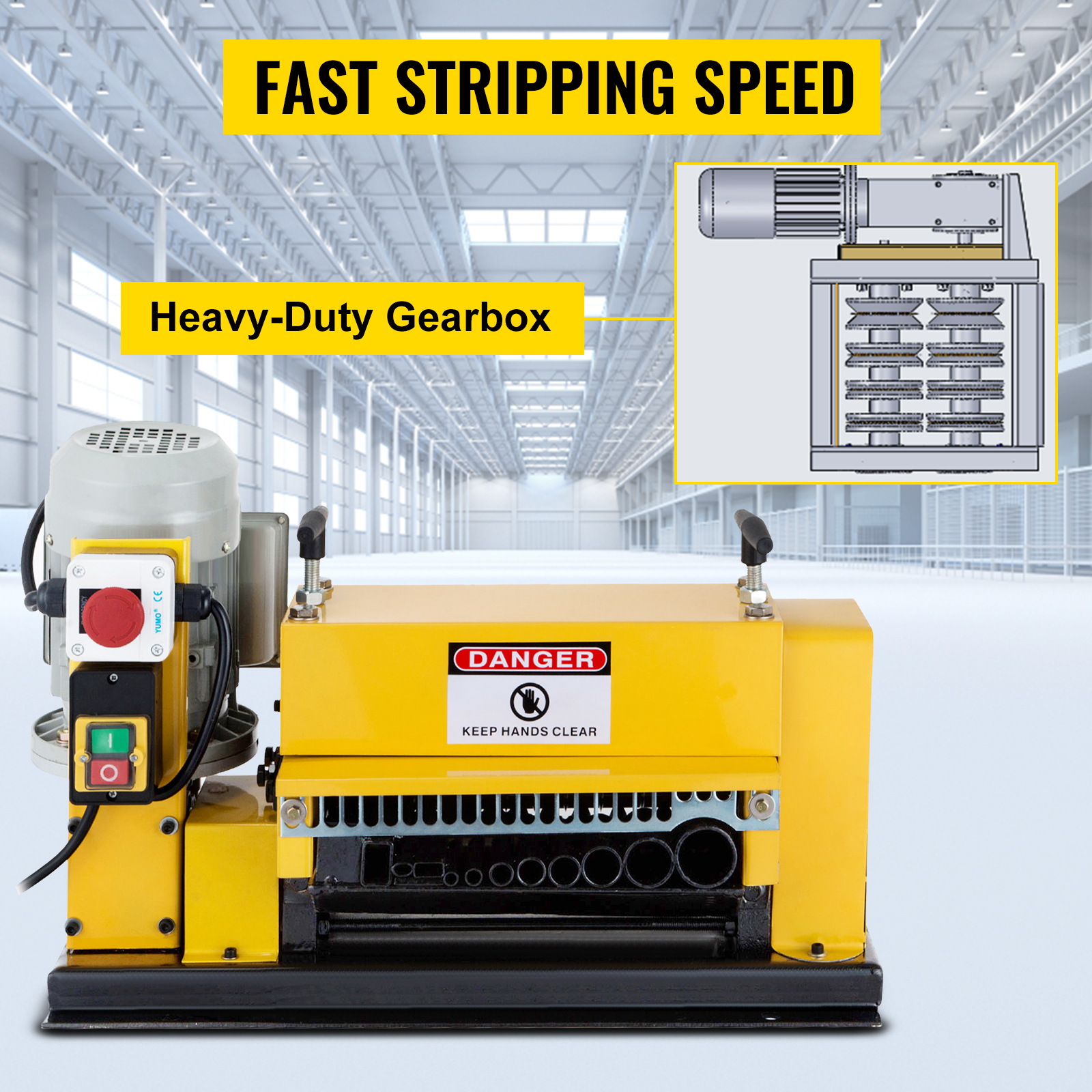 VEVOR Electric Wire Stripping Machine Wire Range 1MM-38MM, Wire Peeling ...