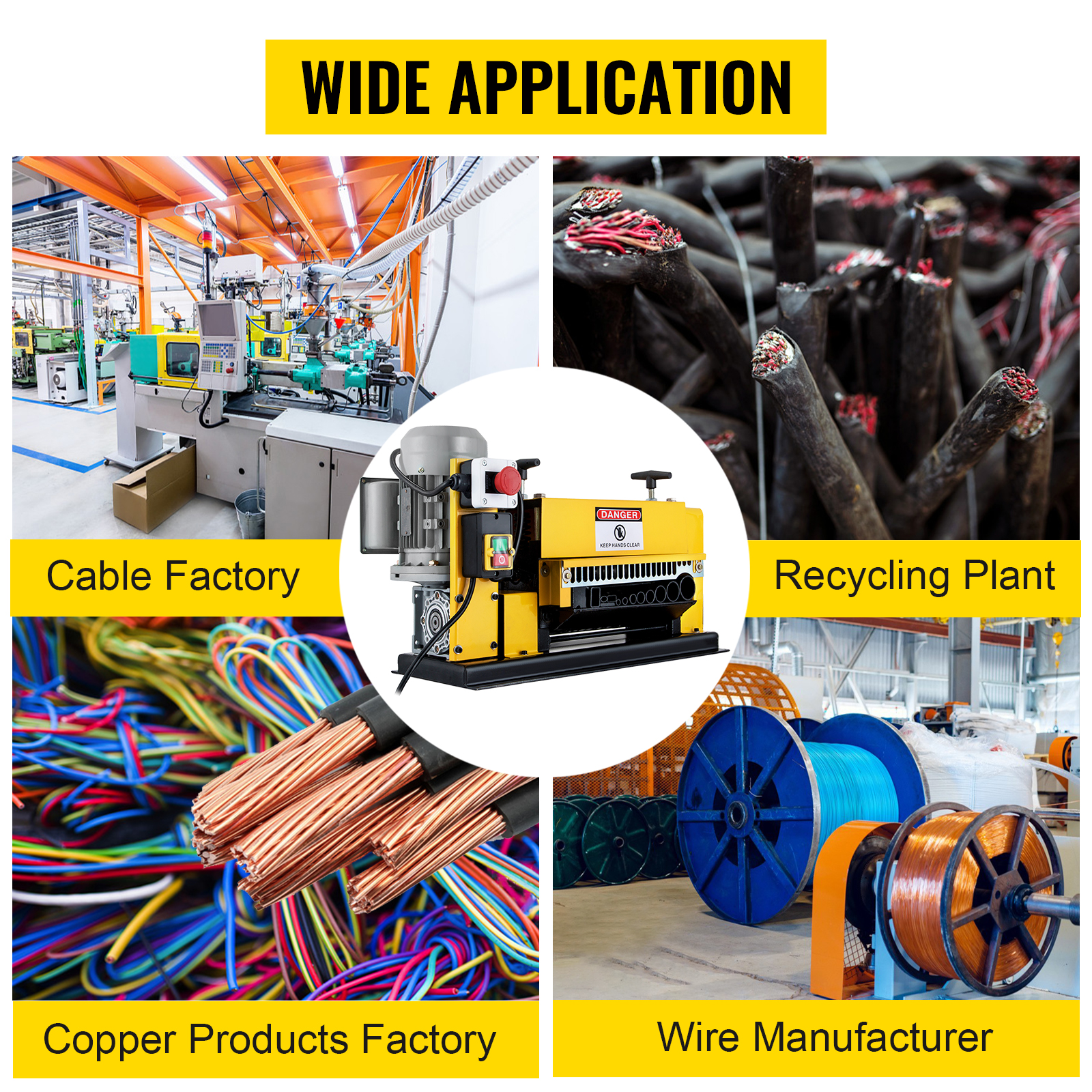 VEVOR Electric Wire Stripping Machine Wire Range 1MM-38MM, Wire Peeling ...