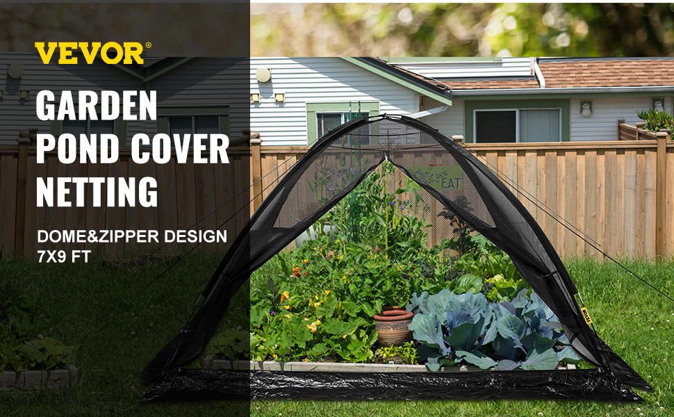 VEVOR Pond Cover Dome, 7x9 FT Garden Pond Net, 1/2 inch Mesh Dome Pond ...