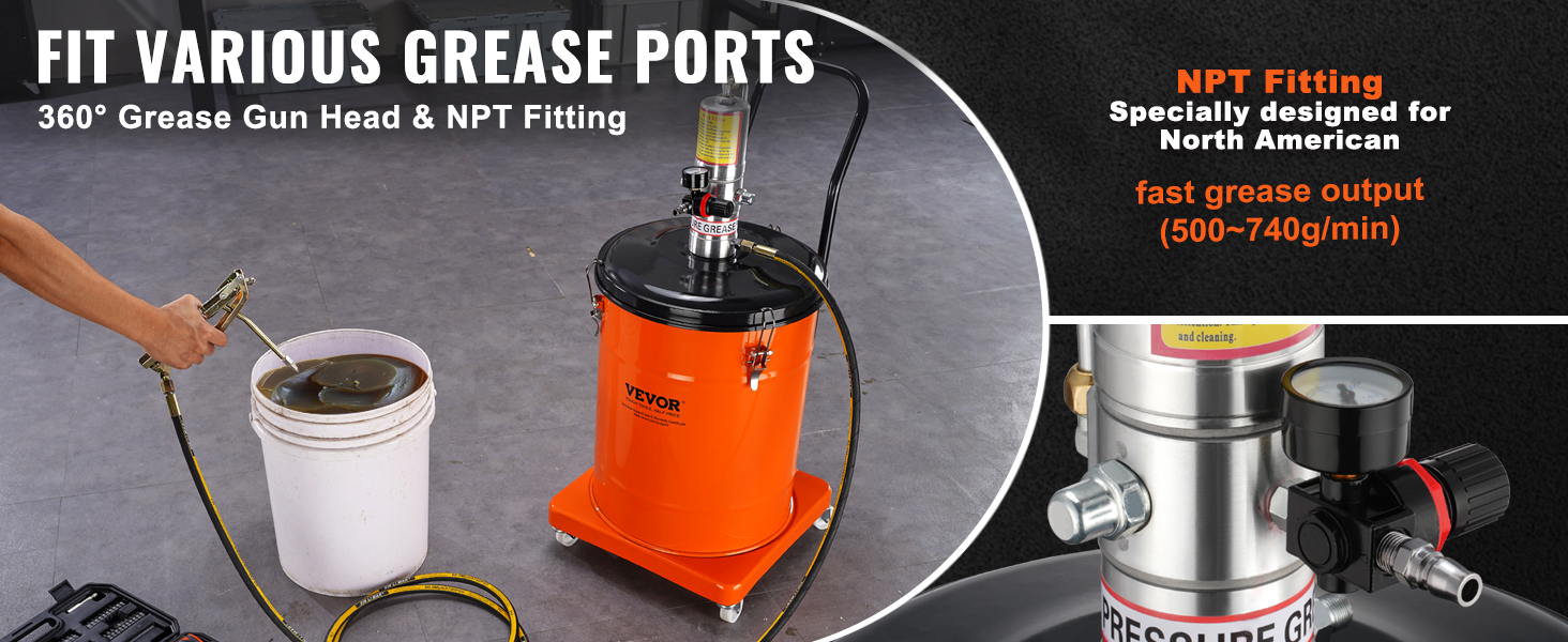VEVOR Grease Pump, 10.5 Gallon 40L Air Operated Grease Pump with 13 ft ...