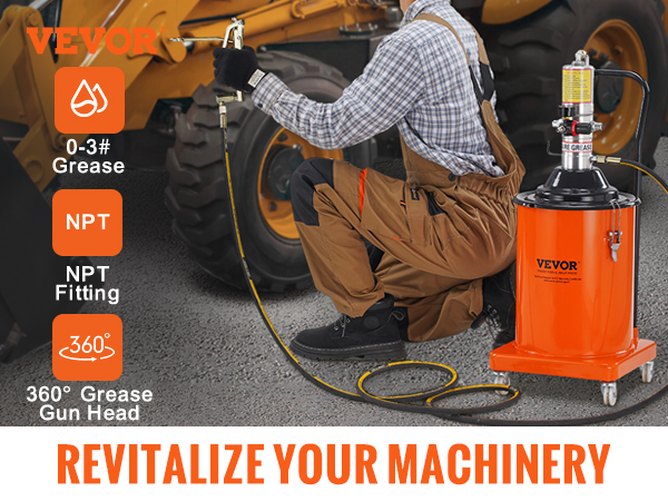 VEVOR Grease Pump, 5 Gallon 20L, Air Operated Grease Pump with 13 ft ...