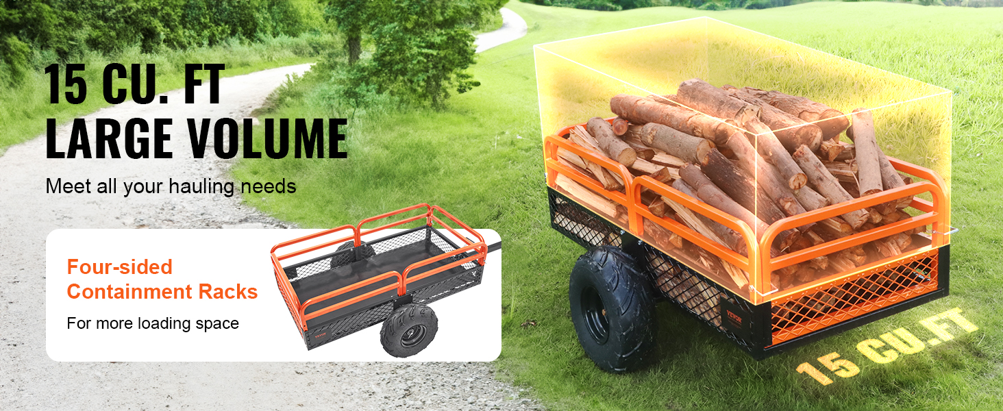 VEVOR Heavy Duty Steel ATV Dump Trailer, 1500-Pound Load Capacity 15 ...