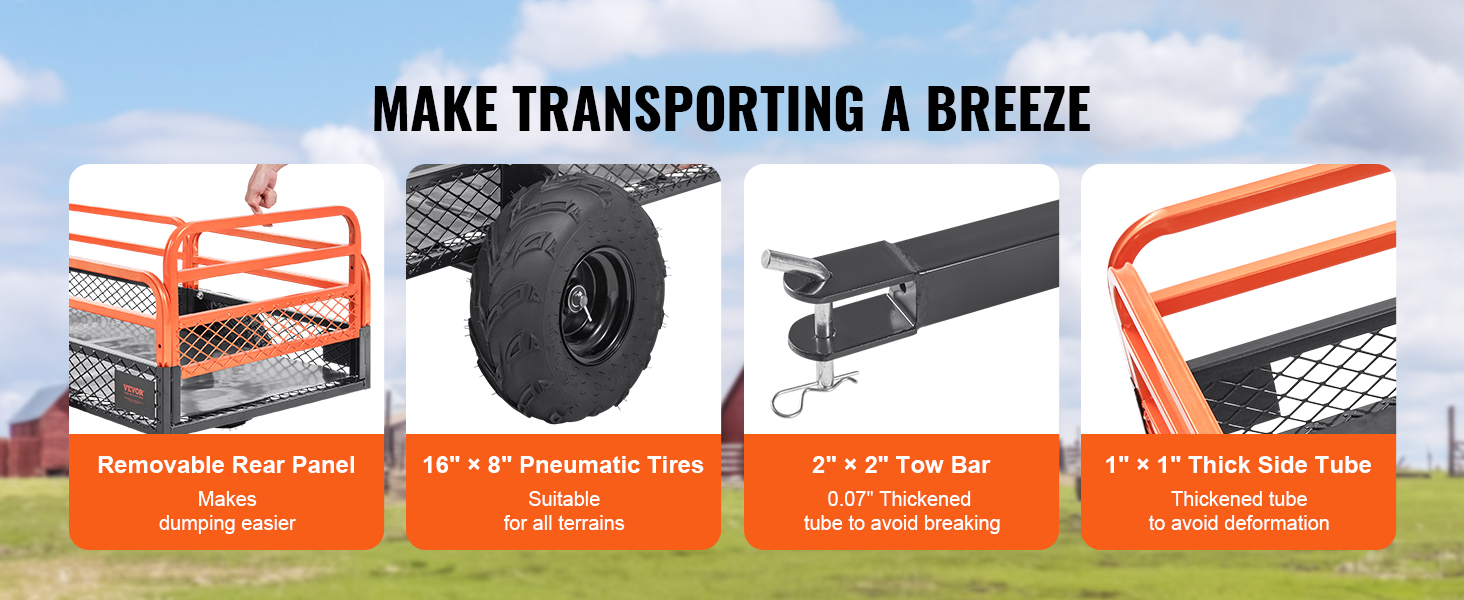 VEVOR Heavy Duty Steel ATV Dump Trailer, 1500-Pound Load Capacity 15 ...