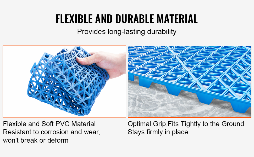VEVOR Interlocking Tile 50PCS Blue, Drainage Tiles 12" x 12" Splicing ...
