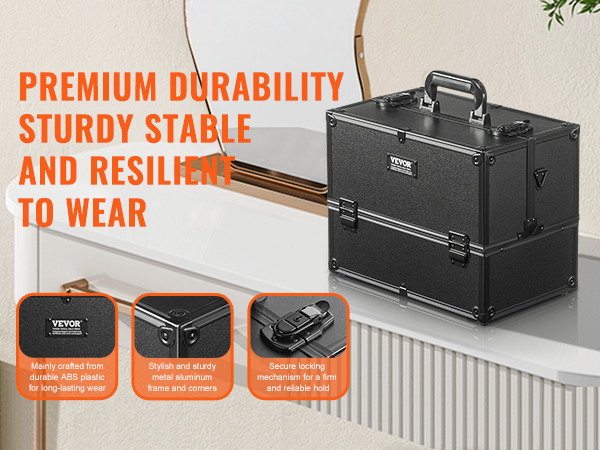 VEVOR Makeup Train Case 14.6 inch Large Portable Cosmetic Case, 6 Tier ...