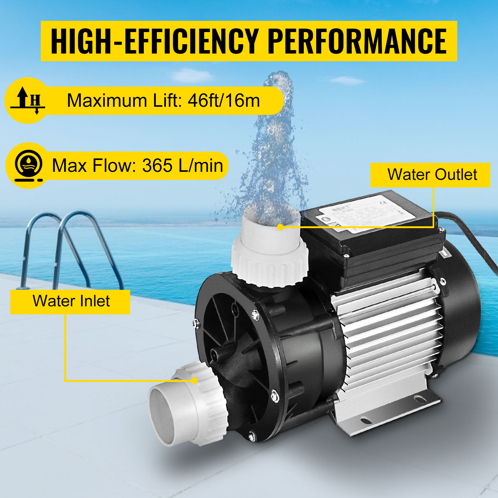 Swimming Pool Pump Water 750W 1HP Filter Electric Spa | VEVOR US