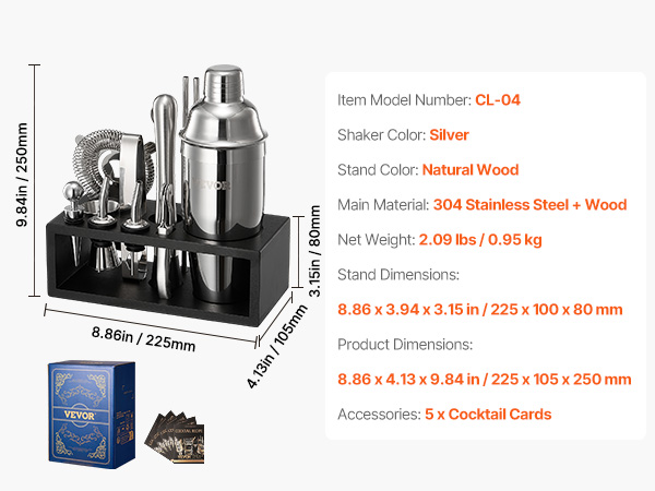 Cocktail Shaker Set 13 Pcs Bar Tool Set Stainless Steel Bartender Kit ...