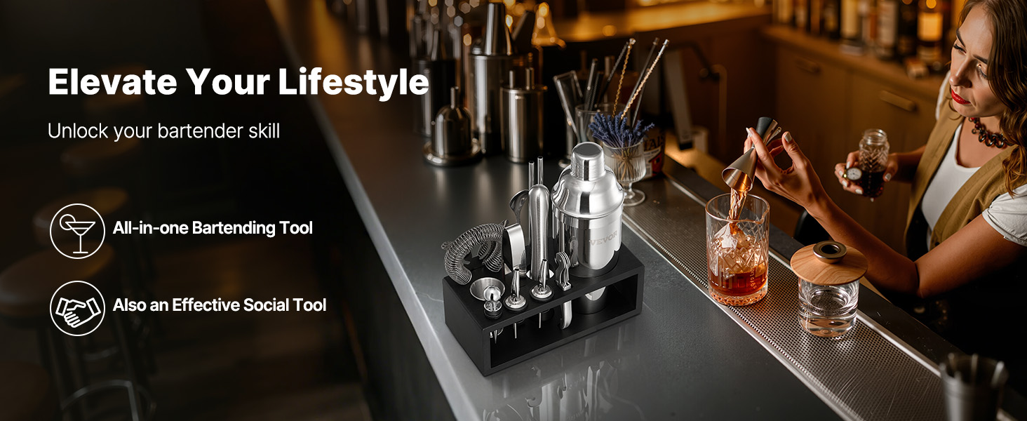 Cocktail Shaker Set 13 Pcs Bar Tool Set Stainless Steel Bartender Kit ...
