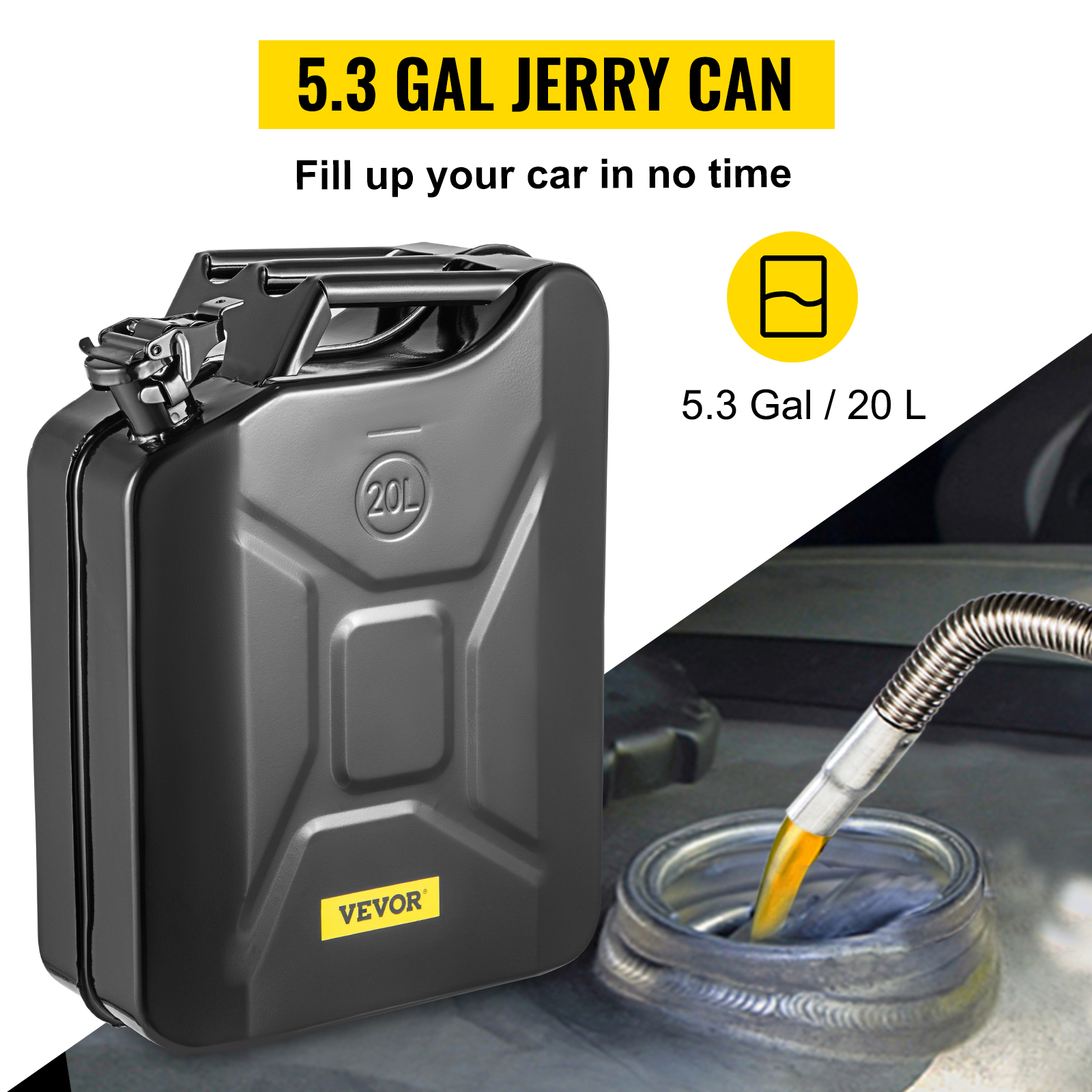 VEVOR Jerry Fuel Can, 5.3 Gallon / 20 L Portable Jerry Gas Can with ...