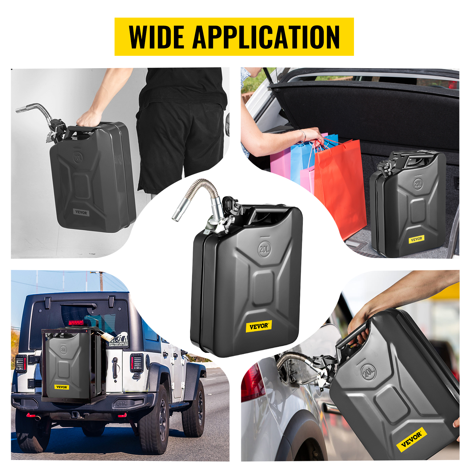 VEVOR Jerry Fuel Can, 5.3 Gallon / 20 L Portable Jerry Gas Can with ...