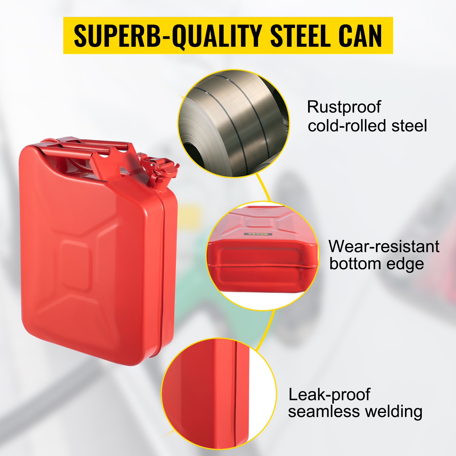 VEVOR Jerry Fuel Can, 5.3 Gallon / 20 L Portable Jerry Gas Can with ...