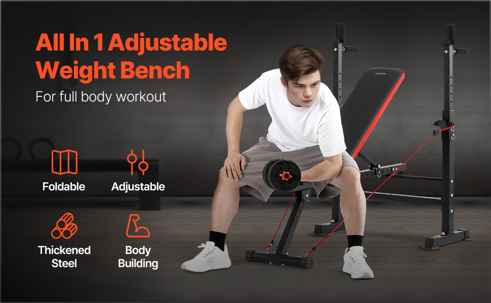 Weight Bench Sit up Bench for Home Gym Strength Training Adjustable ...