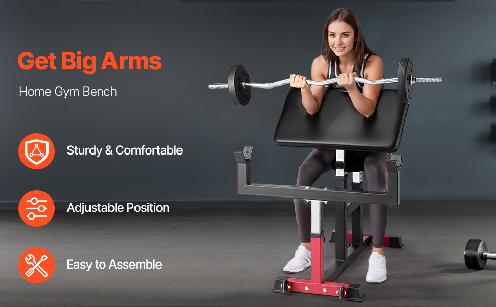 Preacher Curl Bench Adjustable Home Gym Biceps Machine Barbell ...