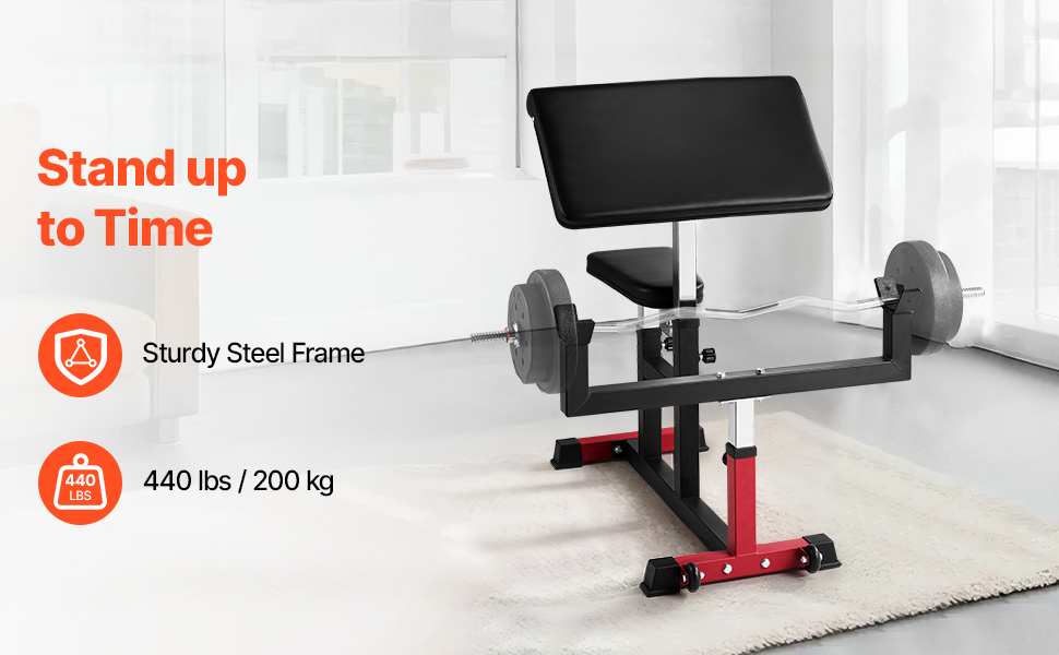 Preacher Curl Bench Adjustable Home Gym Biceps Machine Barbell ...