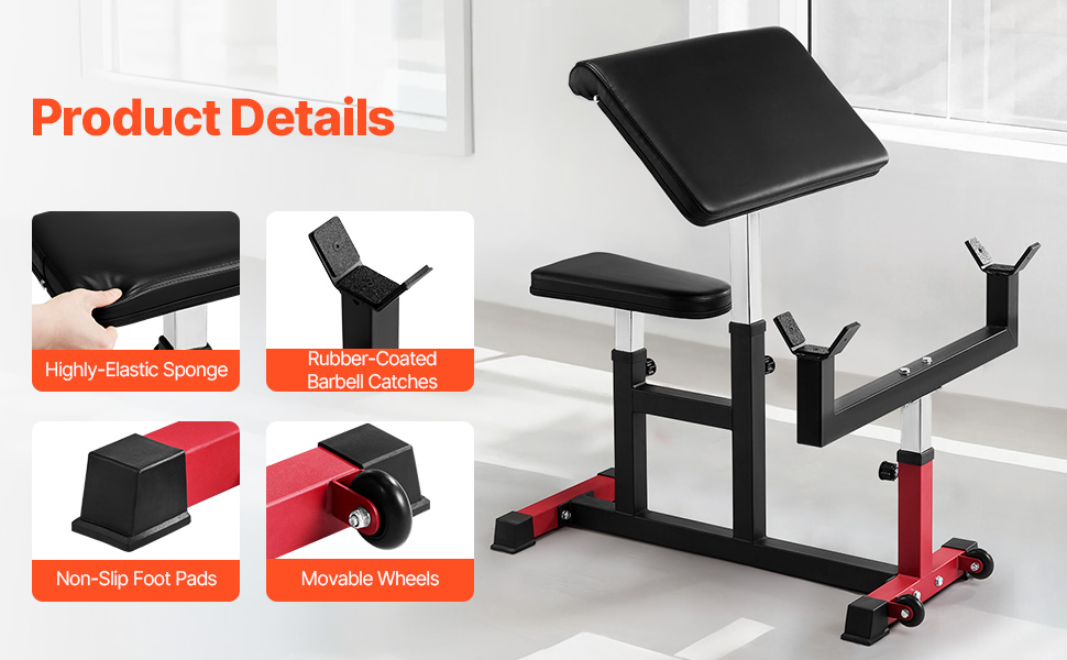 Preacher Curl Bench Adjustable Home Gym Biceps Machine Barbell ...