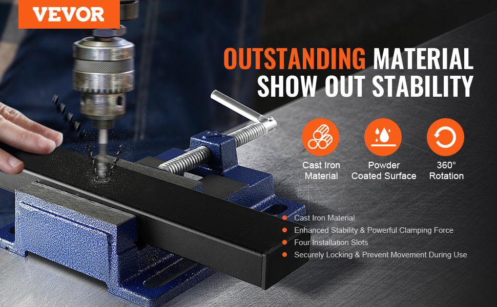 VEVOR Drill Press Vise, 4 inch Heavy-duty Bench Vise, Low-profile Drill ...