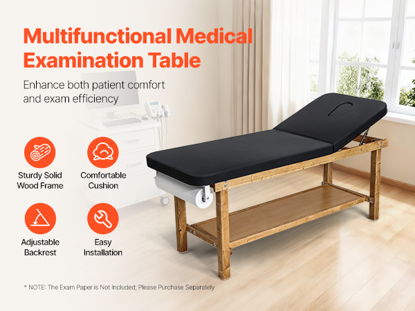 VEVOR Medical Exam Table, Wooden Framed Medical Examination Bed ...