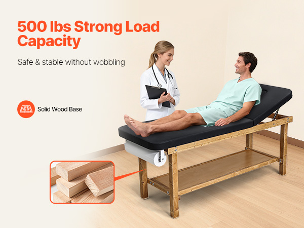 VEVOR Medical Exam Table, Wooden Framed Medical Examination Bed ...