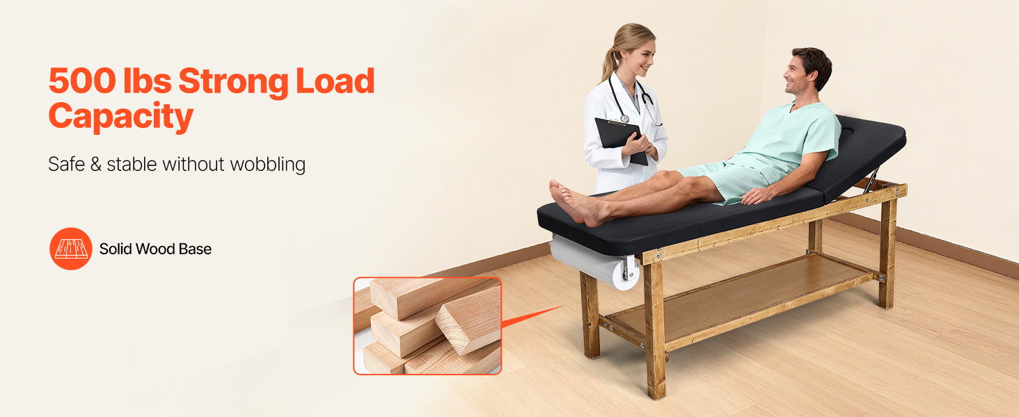 VEVOR Medical Exam Table, Wooden Framed Medical Examination Bed ...