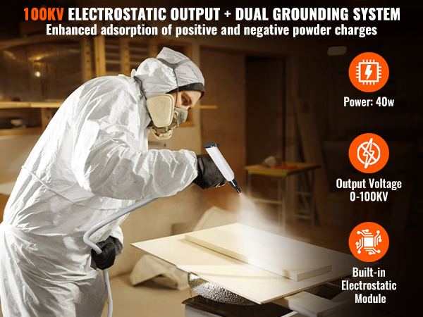 VEVOR Powder Coating System, 40 W 100KV Electrostatic Output Powder ...